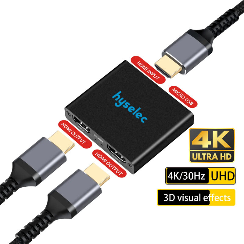 HDMI 1-In-2-Out Splitter 4K 30Hz – hyselec